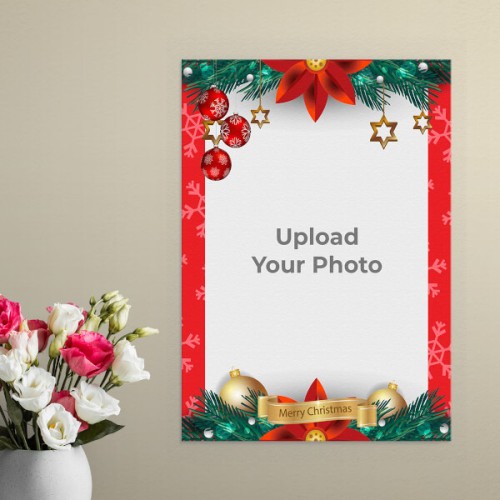 Merry Christmas Design: Portrait Aluminium Photo Frame with Image ...