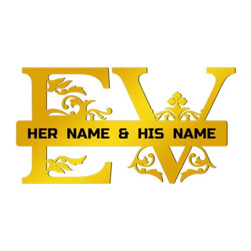 Buy Personalized Vintage Design Sign For Letters EV Couple Monogram ...