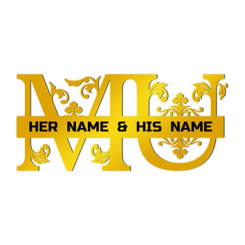 Buy Personalized Vintage Design Sign For Letters MU Couple Monogram ...