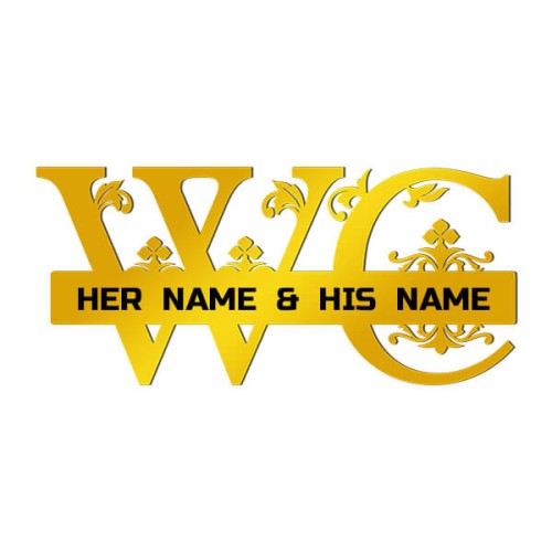 Buy Personalized Vintage Design Sign For Letters WC Couple Monogram ...