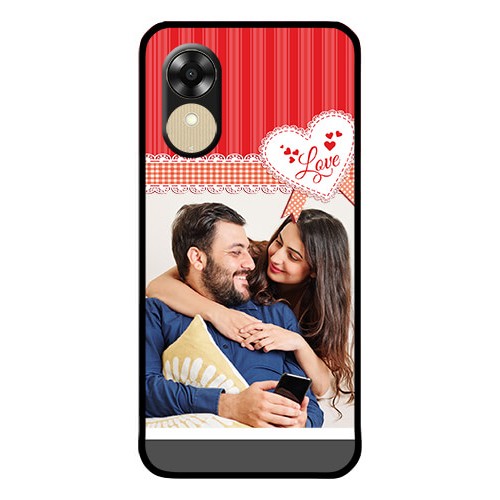 Buy Oppo A1k Custom Glass Mobile Case - Red Love Pattern Design