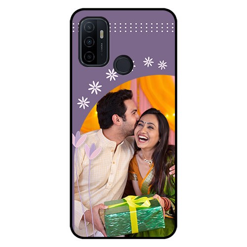 Buy Oppo A53 Custom Glass Mobile Case - Lavender flowers design