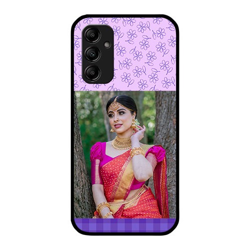 Buy Galaxy A14 5G Custom Glass Phone Case - Purple Floral Design