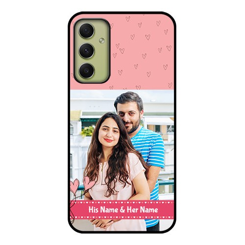 Buy Galaxy A34 5G Personalized Glass Phone Case - Love Design Peach Color