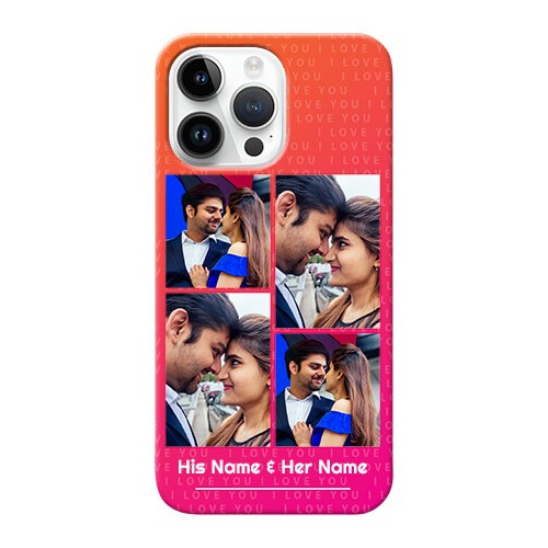 Buy iPhone 14 Pro Max custom back covers: I Love You Pink Design