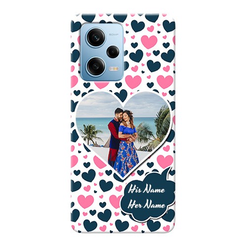 Buy Redmi Note 12 Pro 5G Mobile Covers Online: Pink & Blue Heart Design