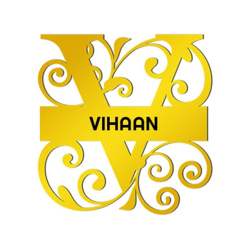 Buy Fancy Design Sign Symbol V Nameplate Golden Aluminim Monogram