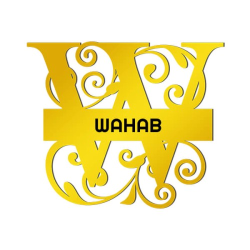 Buy Fancy Design Sign Symbol W Nameplate Golden Aluminim Monogram