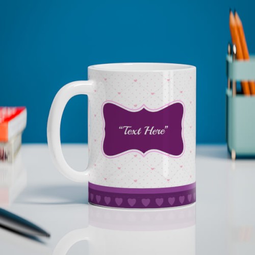 Love Symbol Pic Upload With Dotted border Design On Mug