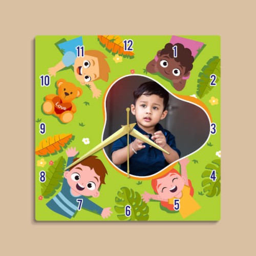 Buy Personalized Happy Friends Background Design Kids Photo Wall Clock