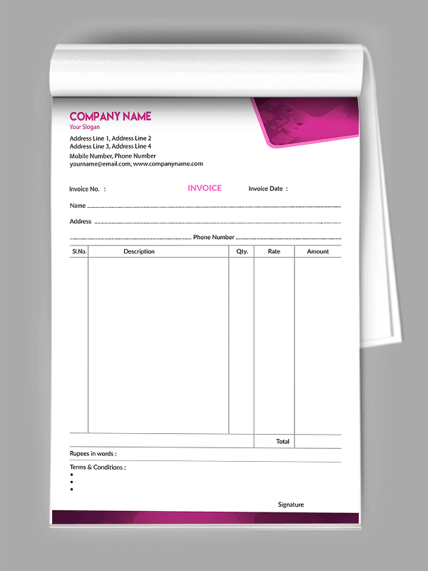 Bill Book / Invoice Designs