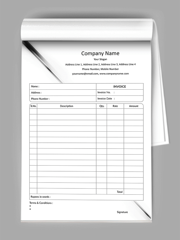 Bill Book / Invoice Designs