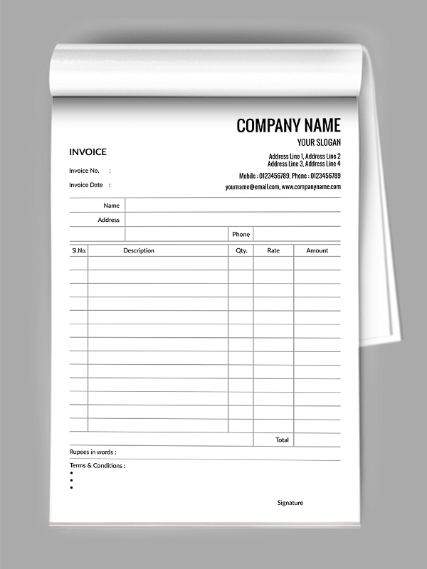 Bill Book / Invoice Designs