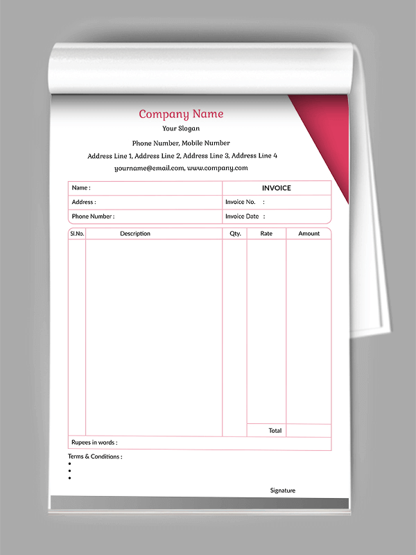 Bill Book / Invoice Designs