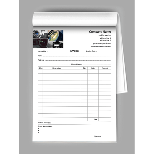 Photgrapher Bill Book Design