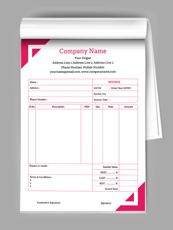 Bill Book / Invoice Designs