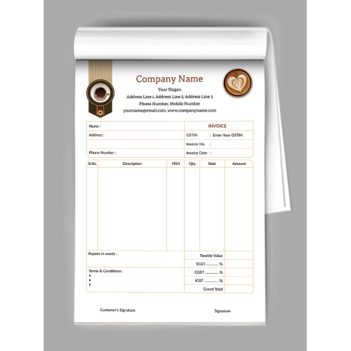 Coffee Shop Bill Book