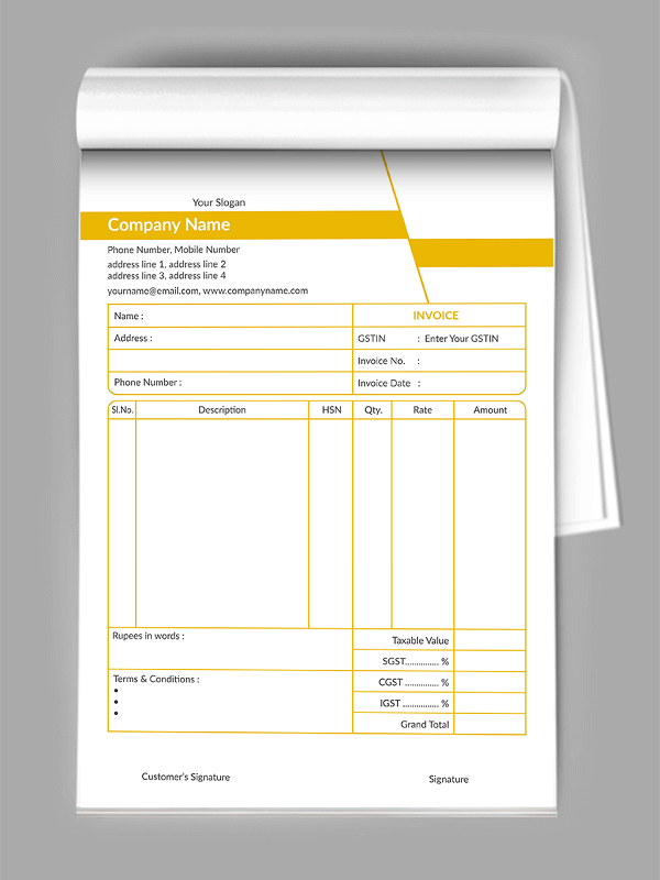 Bill Book / Invoice Designs