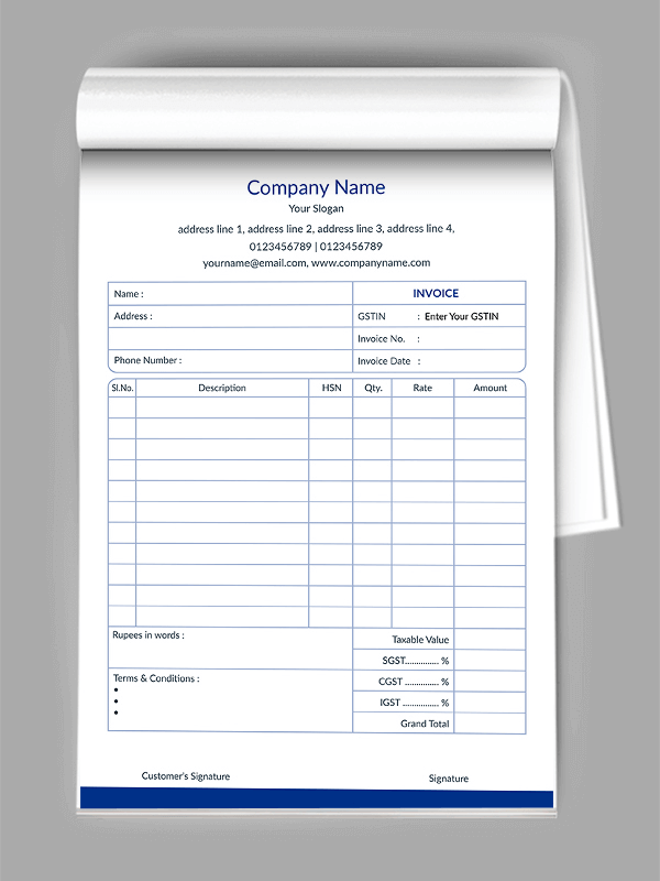 Bill Book / Invoice Designs