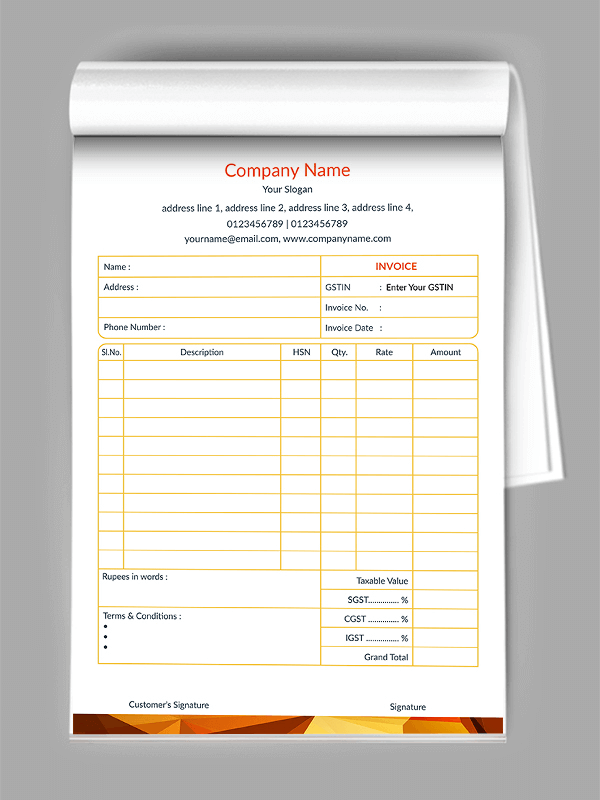 Bill Book / Invoice Designs