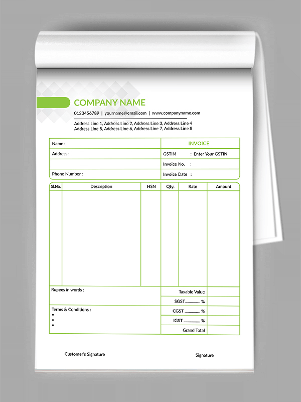 Bill Book / Invoice Designs