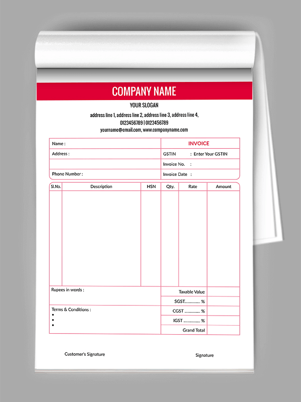 Bill Book / Invoice Designs