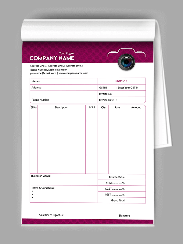 Bill Book / Invoice Designs