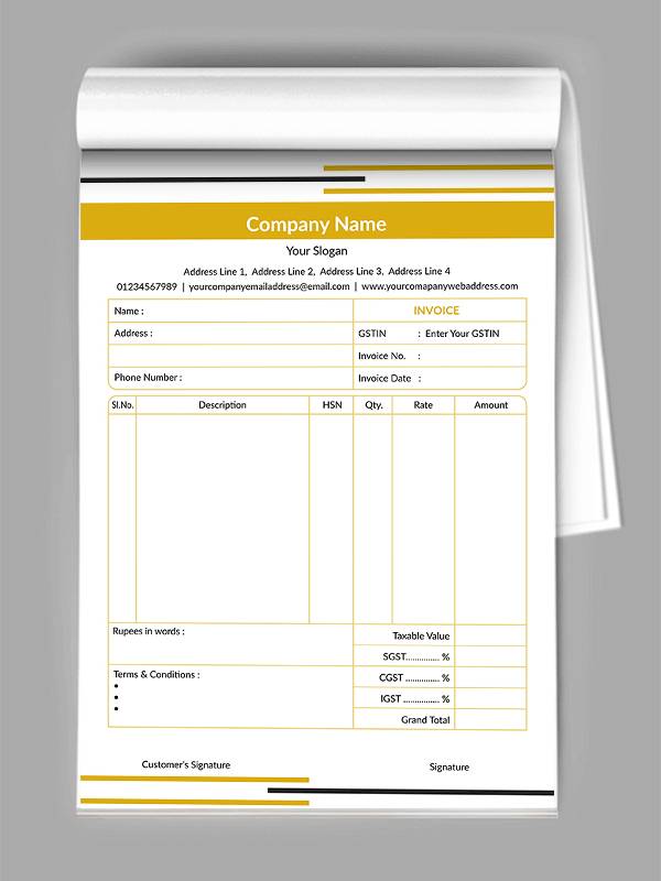 Bill Book / Invoice Designs