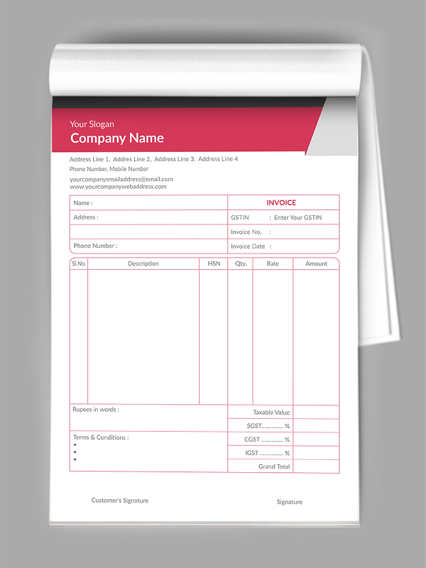 Bill Book / Invoice Designs