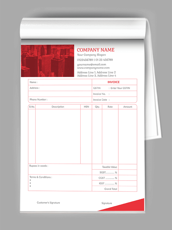 Bill Book / Invoice Designs