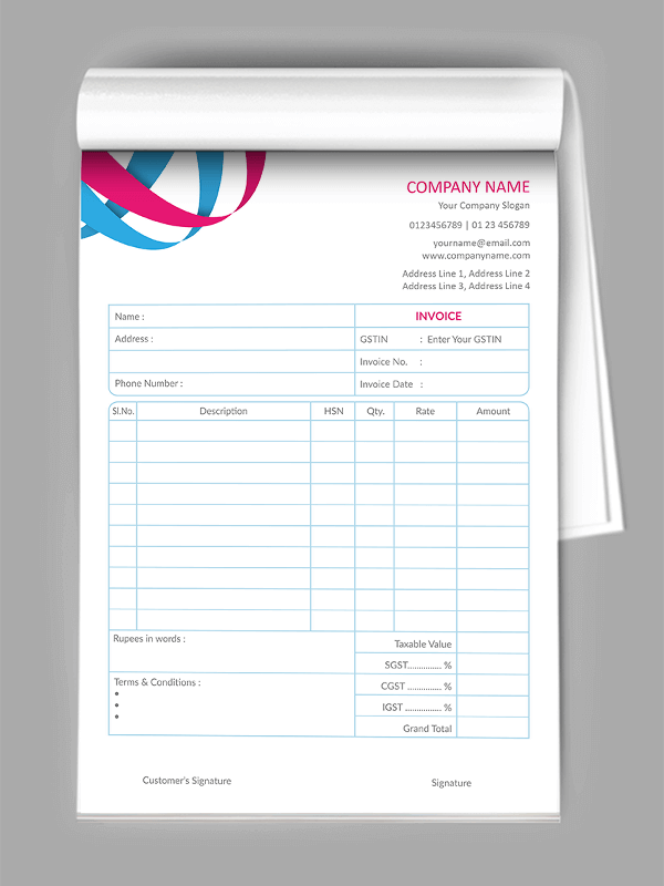 Bill Book / Invoice Designs
