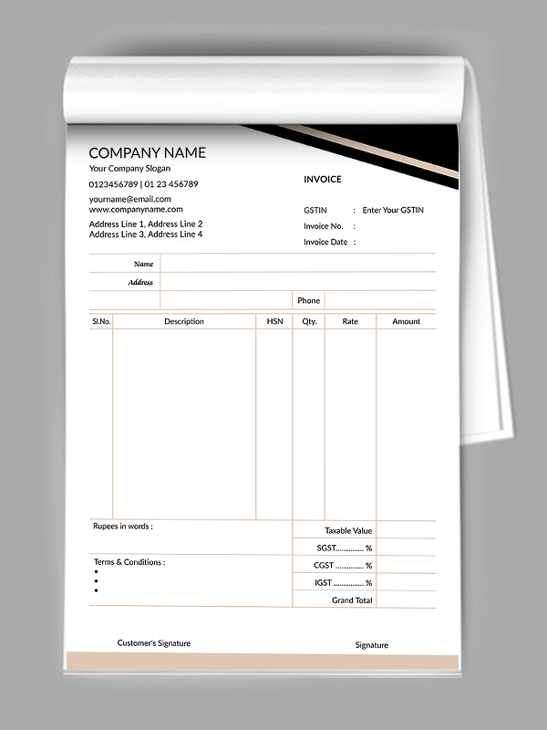 Bill Book / Invoice Designs