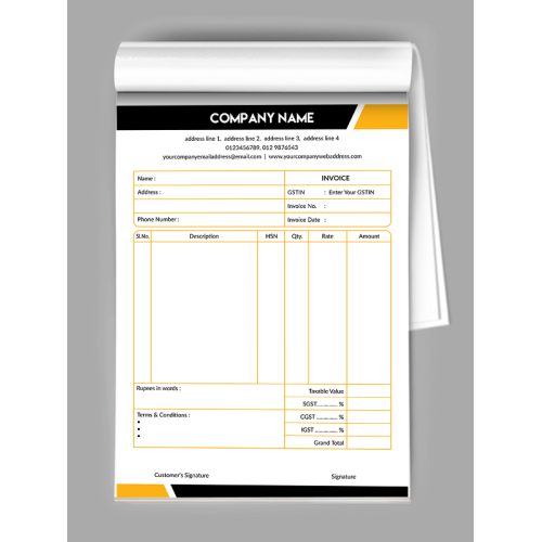 Black And Yellow Bill Book