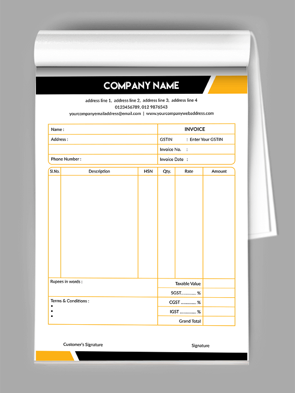 Bill Book / Invoice Designs