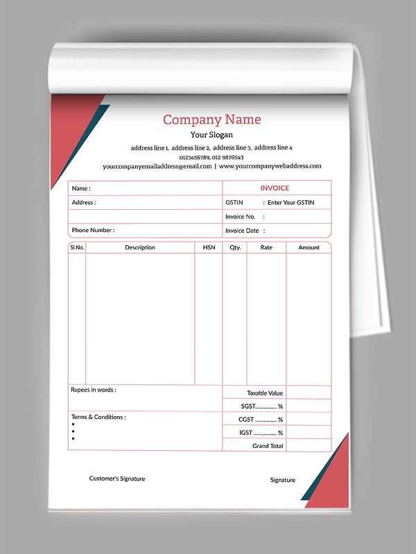 Bill Book / Invoice Designs