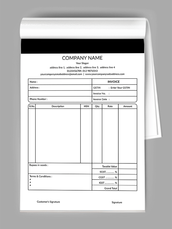 Bill Book / Invoice Designs