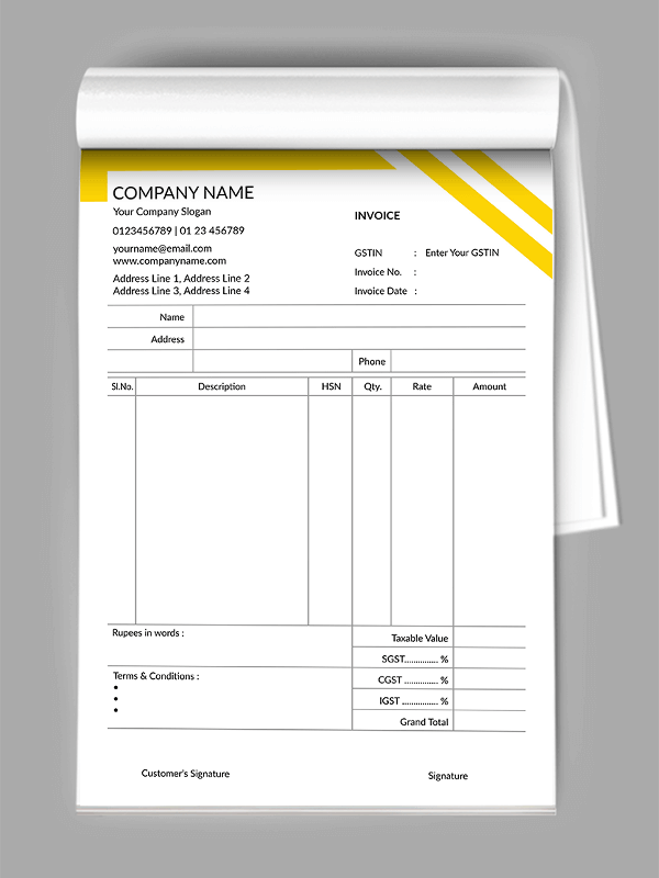 Bill Book / Invoice Designs