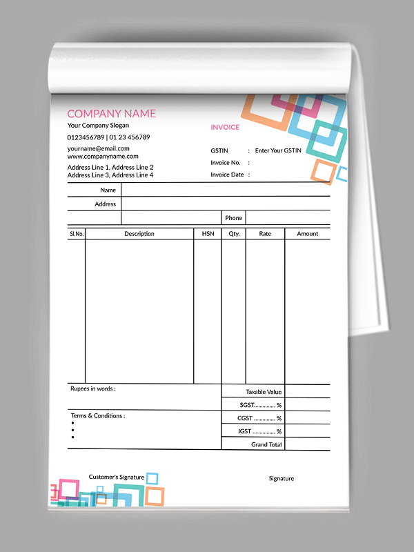 Bill Book / Invoice Designs