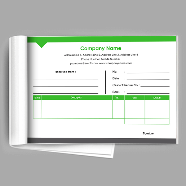 Cash Receipt Design Samples Online India | Print Shoppy