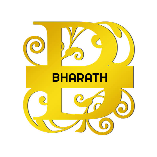 Buy Fancy Design Sign Symbol B Nameplate Golden Aluminim Monogram