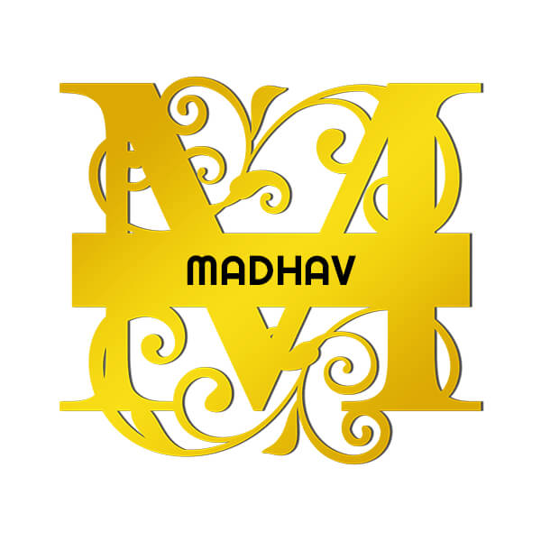 Buy Fancy Design Sign Symbol M Nameplate Golden Aluminim Monogram