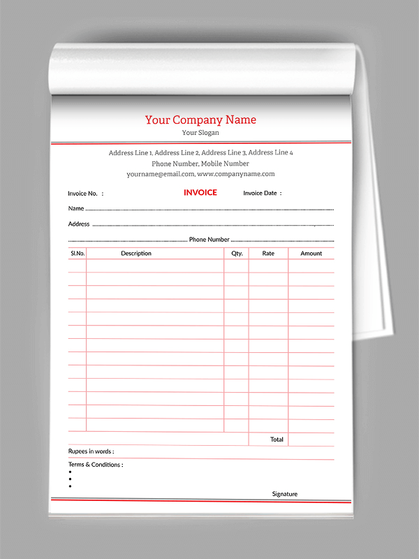 Professional Bill Book Design