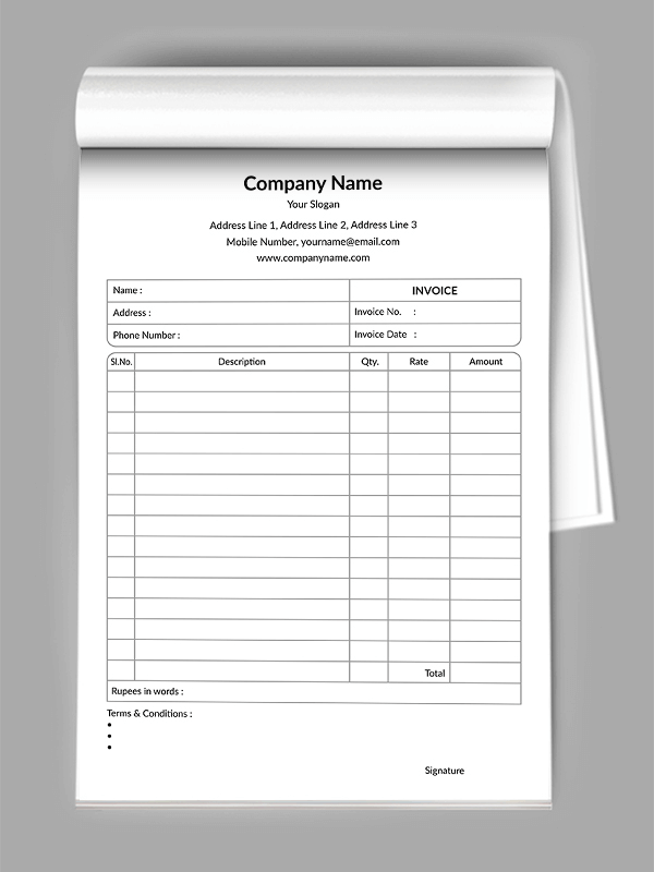 Professional Bill Book Design