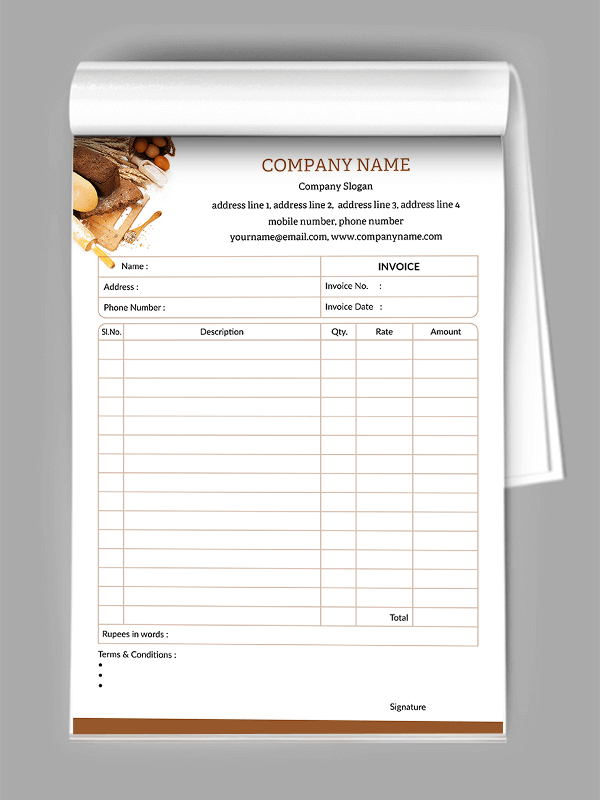 Bakery Bill Book Design