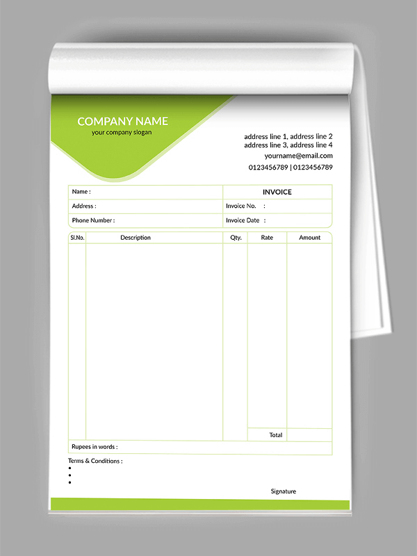 professional Bill Book Design