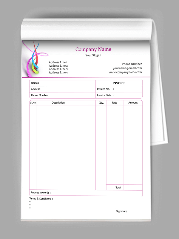 Automobiles Bill Book Design