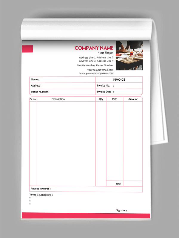 Consultancy Bill Book Design