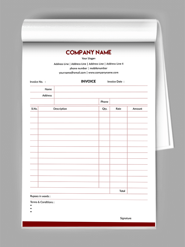 Professional Bill Book Design