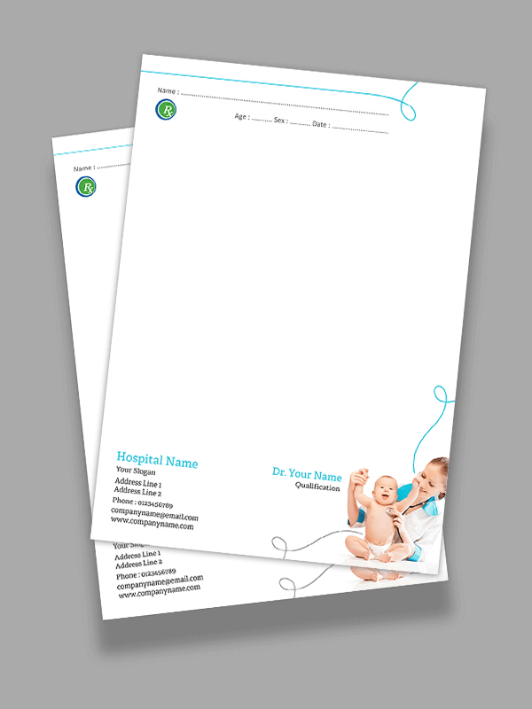 Baby Care Hospital Prescription Pad Design