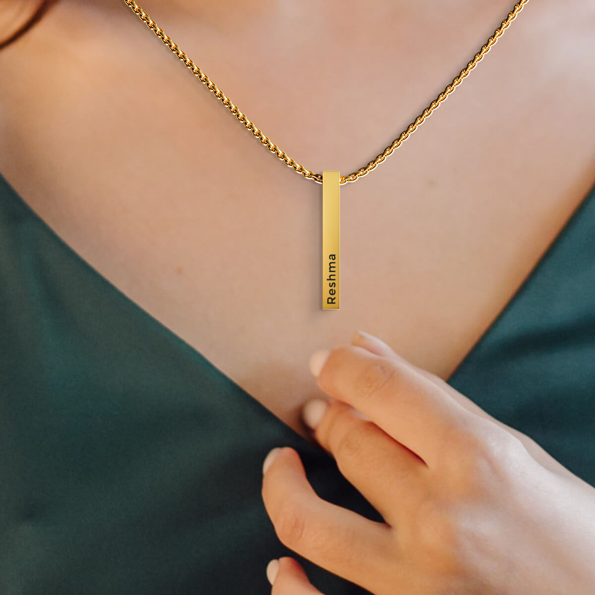 Buy Printshoppy Custom Text Gold Cuboid Chains